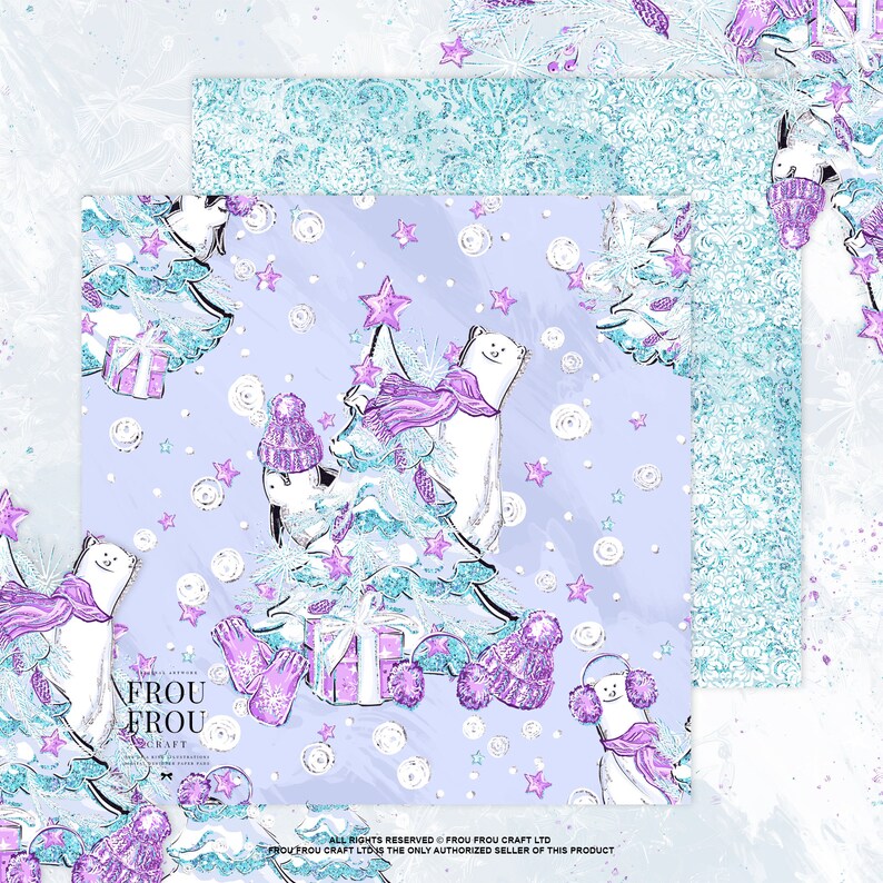 Cute Winter Paper Pack, Teddy Bear Penguin Planner Supplies, Pastel ...