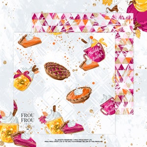 Thanksgiving Paper Pack, Pumpkin Digital Paper Pack, Pumpkin Pie Fabric ...