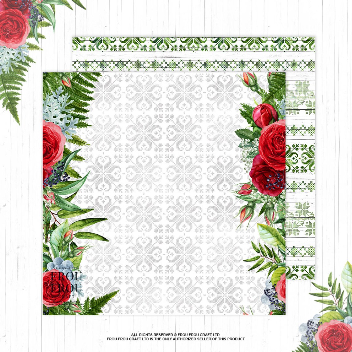 Red Roses Paper Pack Ethno Digital Paper Pad Floral Fabric | Etsy