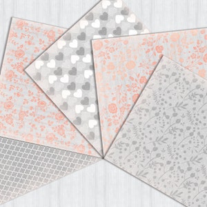Peach Silver Digital Paper Pack Instant Download Grey Pink Vintage Wood ...