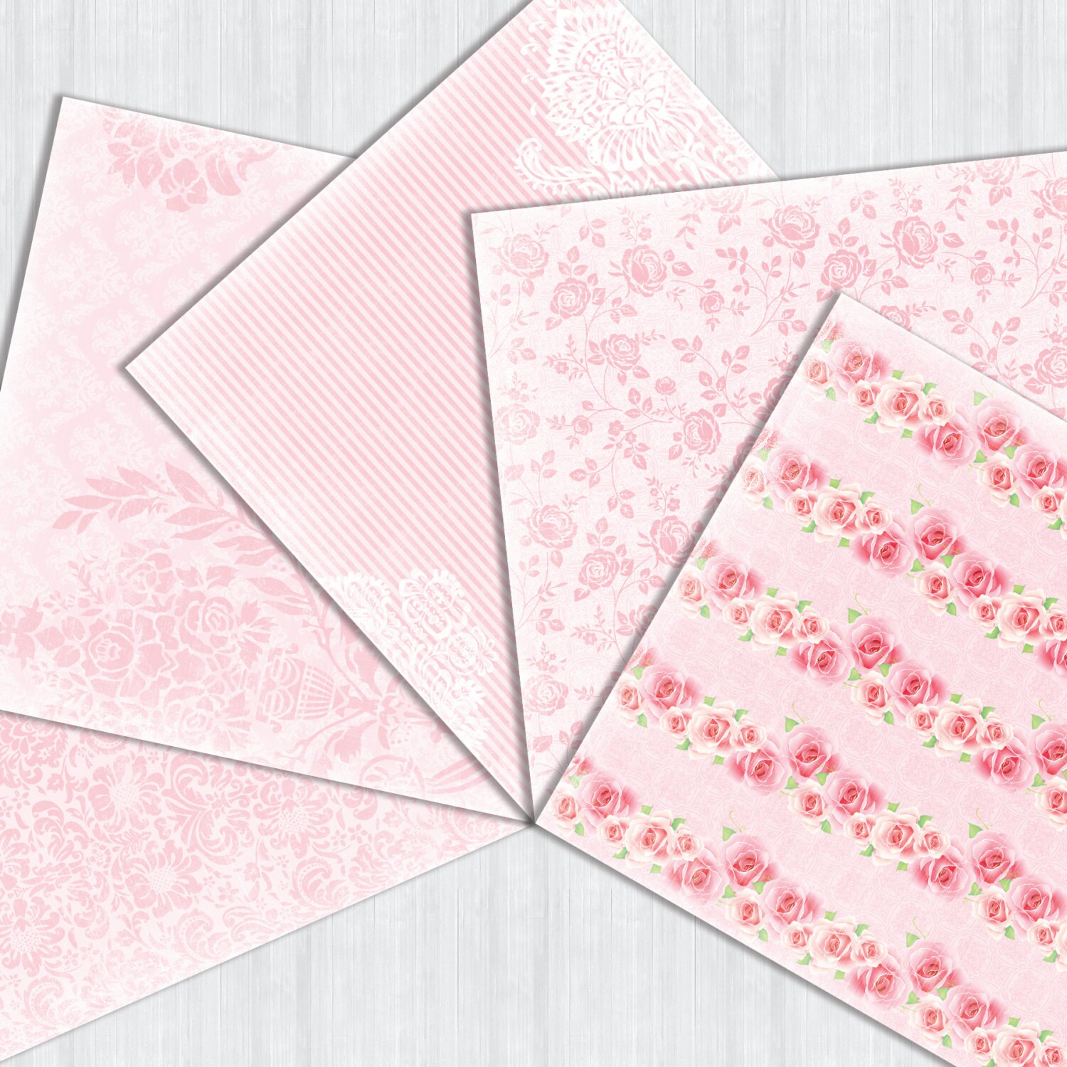 Pink Rose Digital Paper Pack Instant Download Blush Vintage | Etsy