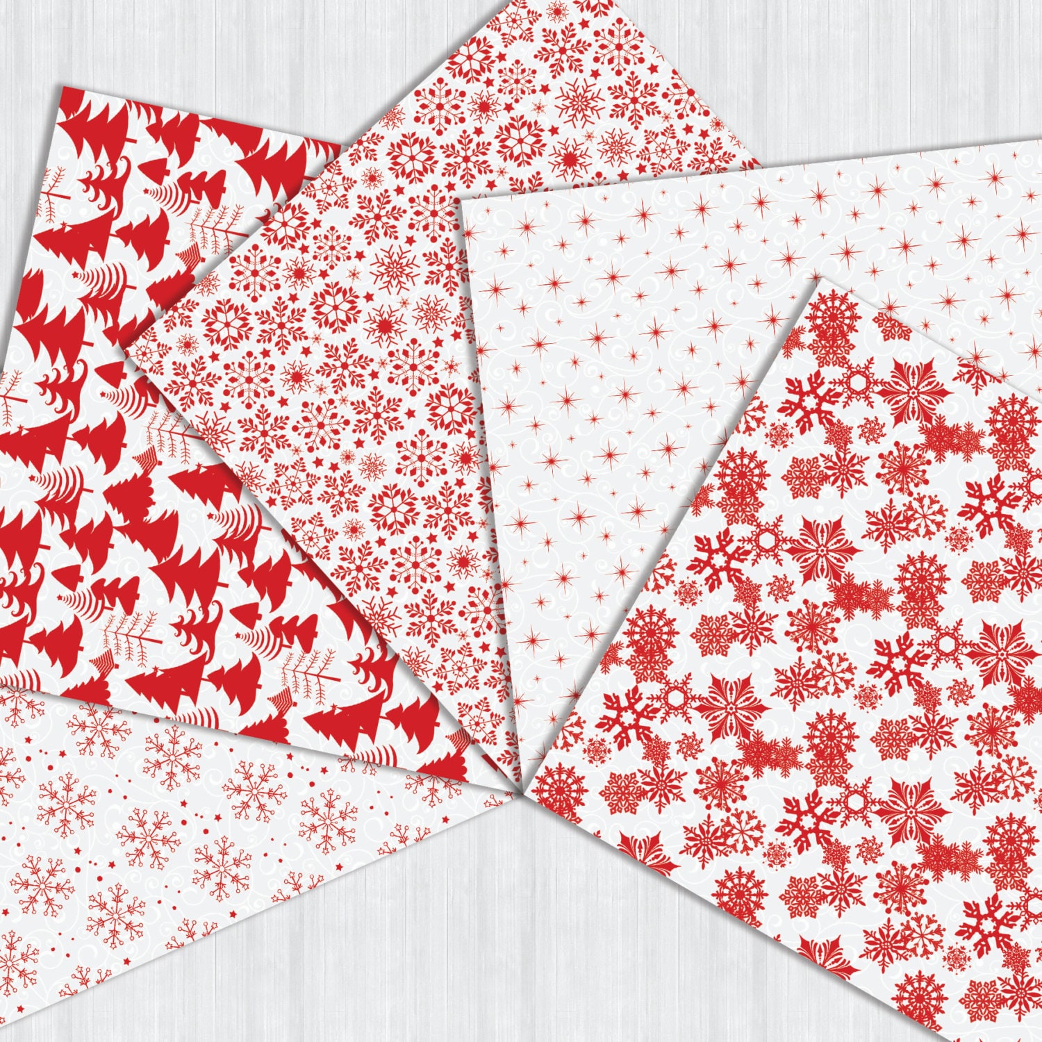 Red Christmas Digital Paper Pack Instant Download White Grey - Etsy