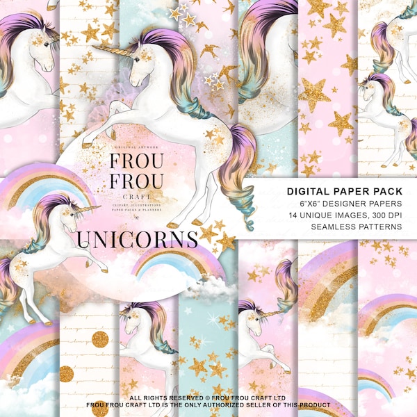 Unicorn Digital Paper - Etsy