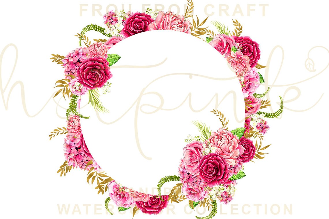 Roses Clip Art Wedding Invitation DIY Pack Hot Pink Flowers - Etsy