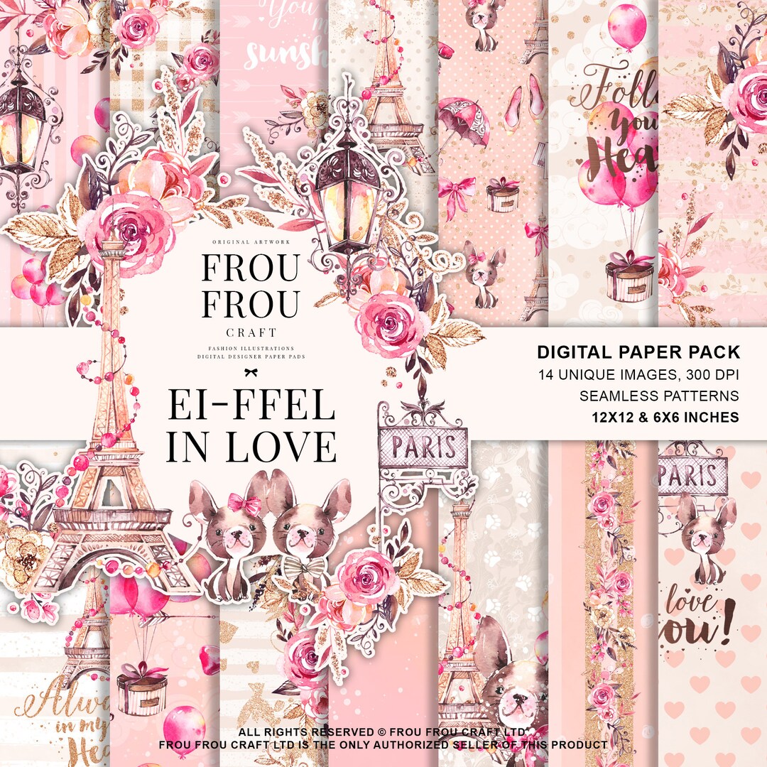 Paris Paper Pack Valentine Love Planner Stickers Cute Puppy Designer ...