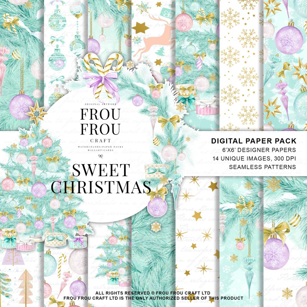 Christmas Paper Pack Christmas Digital Backgrounds Xmas Tree Scrapbook ...