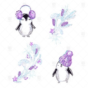 Cute Winter Clip Art, Christmas Clipart, Teddy Bear Penguin Glitter ...