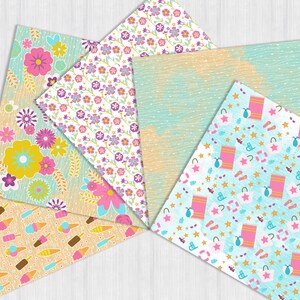 Beach Digital Paper Pack Summer Sea Nautical, Tropical Seamless ...