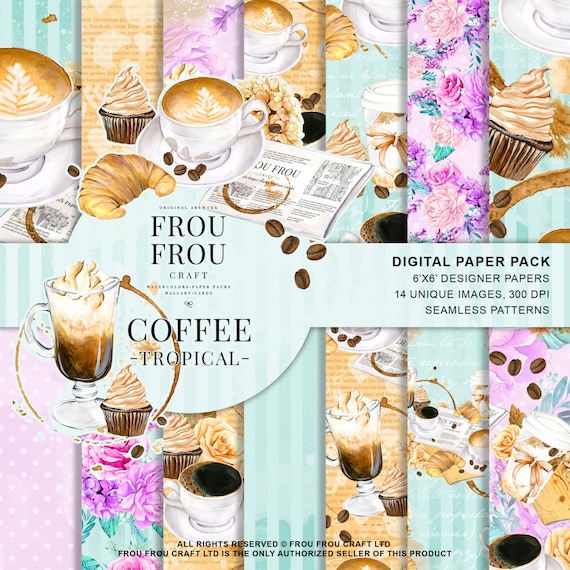 Coffee Scrapbook Paper Coffee Digital Pack Bakery Background | Etsy UK