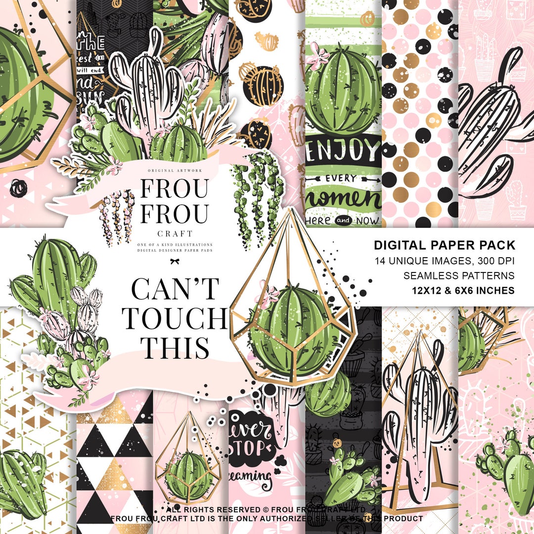Cactus Paper Pack, Succulent Digital Paper Pack, Terrarium Botanical ...