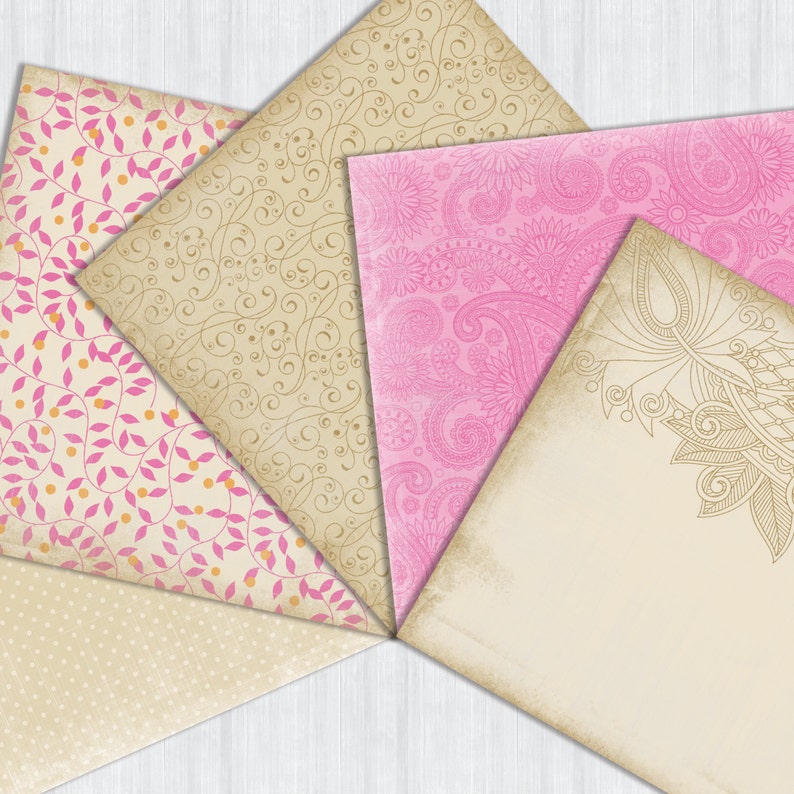 Pink and Orange Digital Paper Pack Instant Download Vintage - Etsy