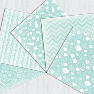 Blue Christmas Frost Digital Paper Pack Instant Download Winter Let It ...