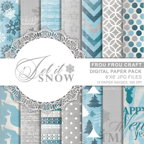 Let It Snow Winter Digital Papers Digital Winter Paper Pack - Etsy