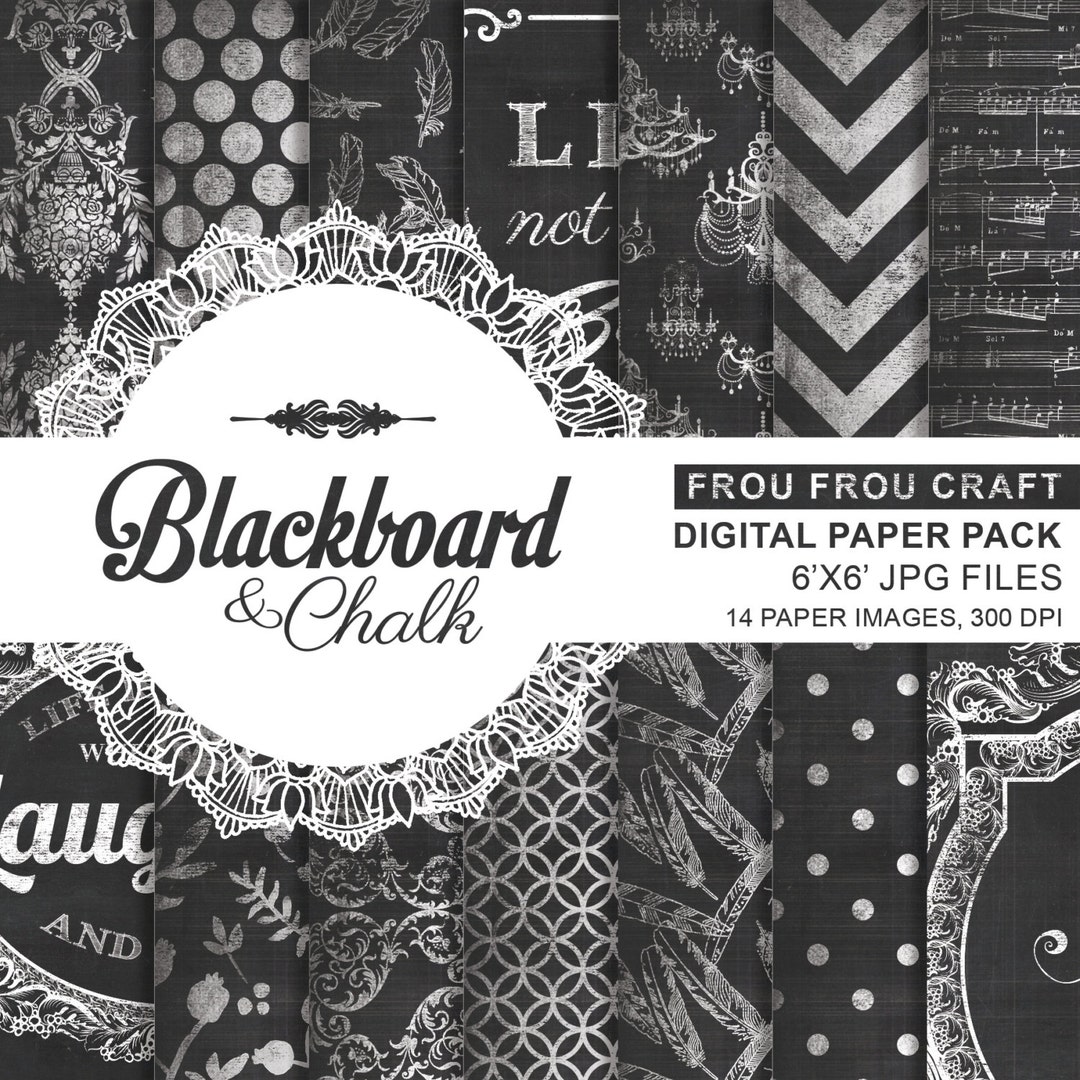 Chalkboard Digital Paper Pack Instant Download Blackboard Chalk Pattern ...