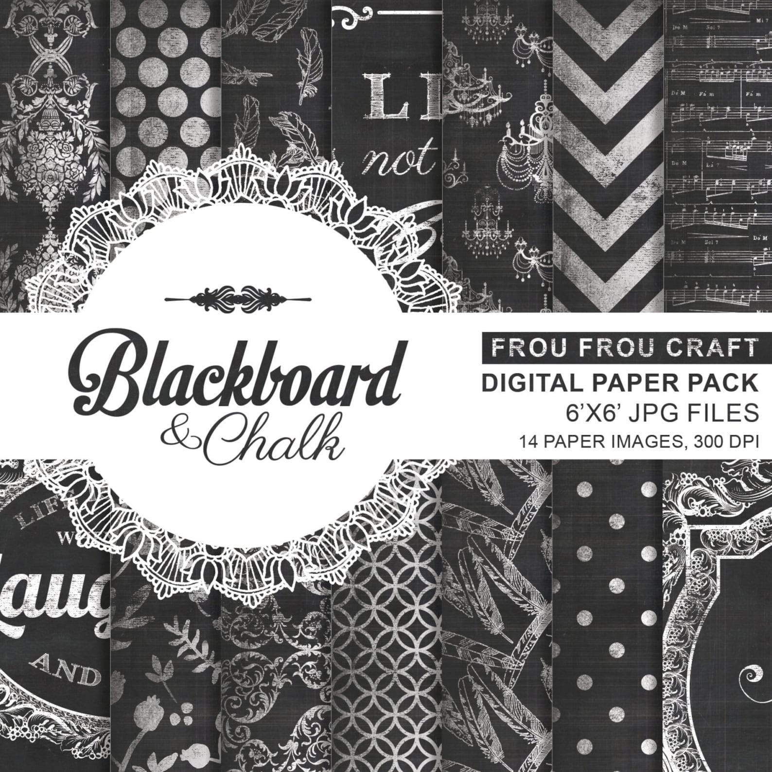Chalkboard Digital Paper Pack Instant Download Blackboard - Etsy