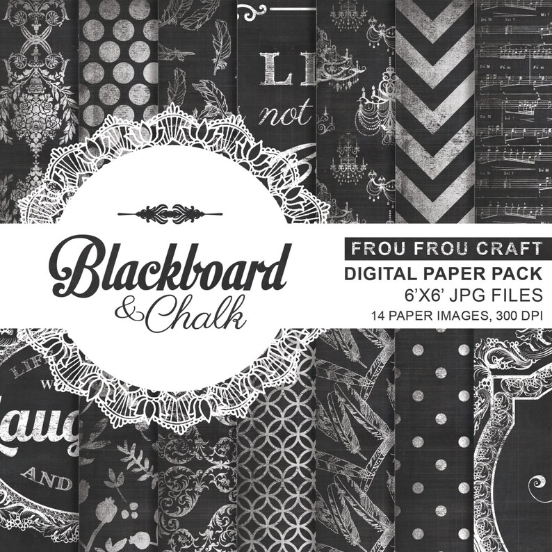 Chalkboard Digital Paper Pack Instant Download Blackboard Kreidemuster ...
