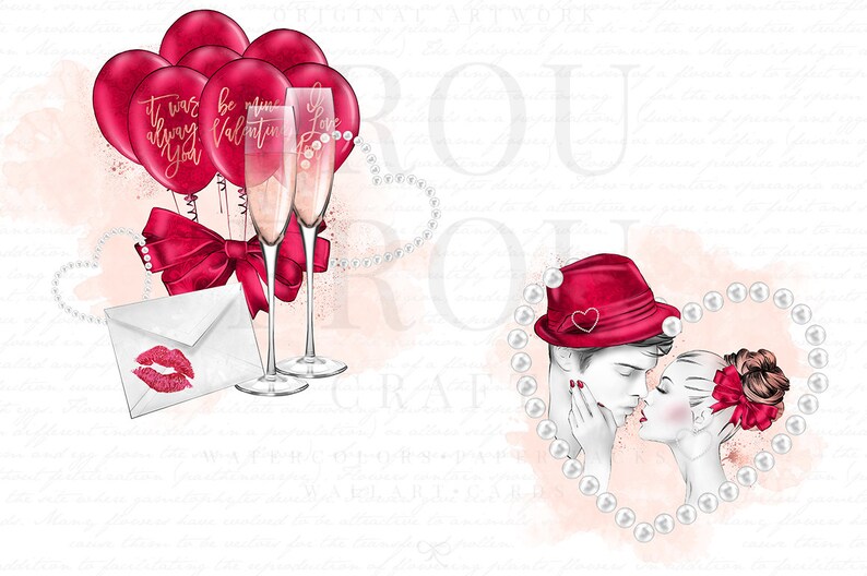 Valentine Clip Art Love Clipart Couple Illustration Engagement - Etsy