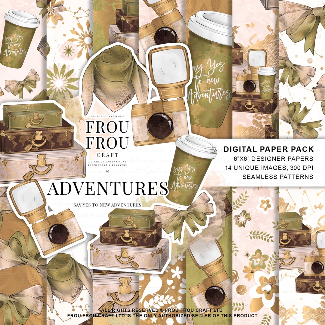 Photography Paper Pack Travel Digital Backgrounds Vacation Pastel Green ...