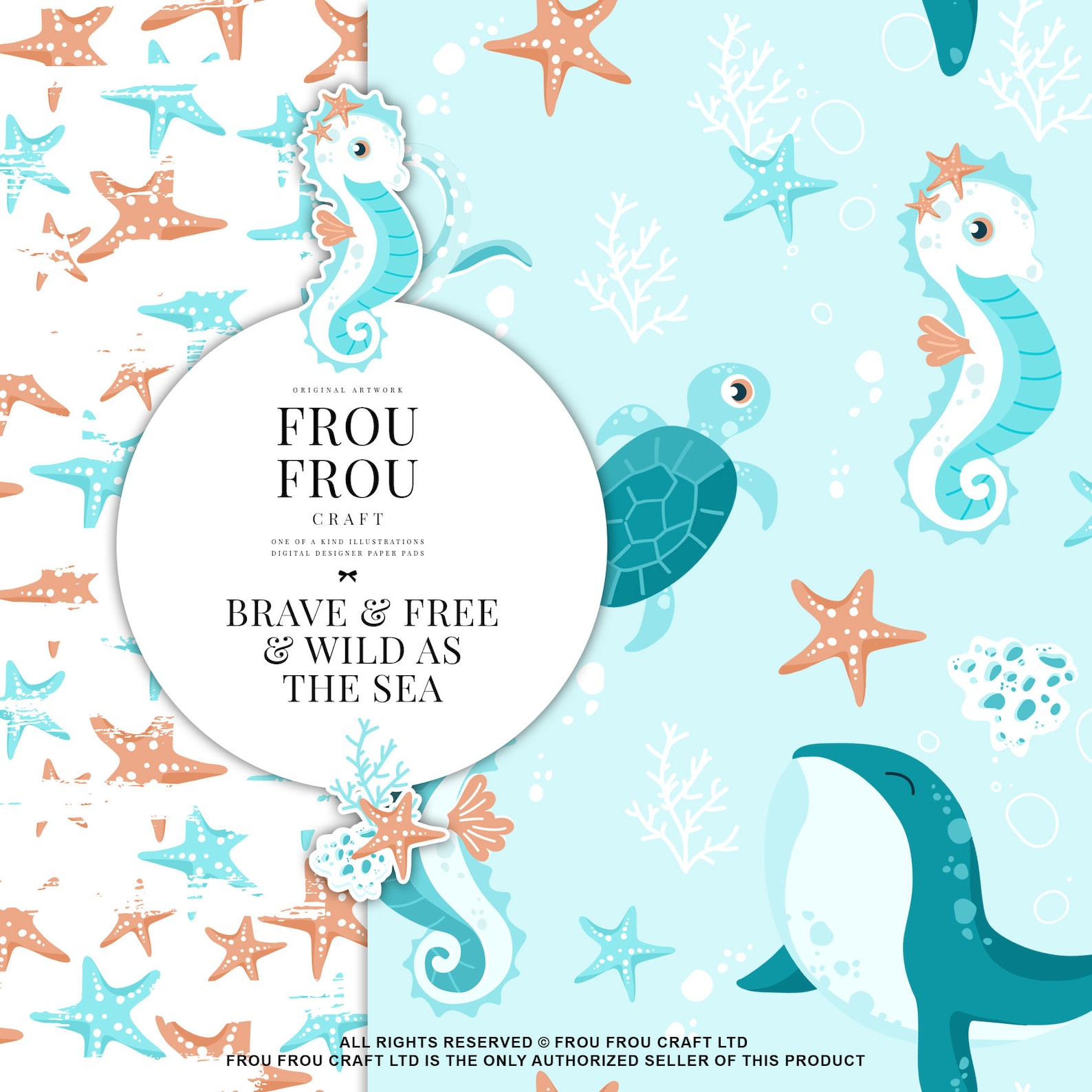 Sea Digital Paper Pack Cute Underwater Paper Pack Nursery | Etsy