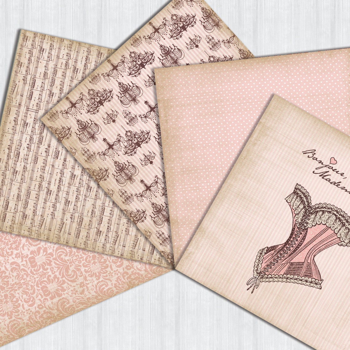 Vintage Blush Digital Paper Pack Instant Download Pink French - Etsy