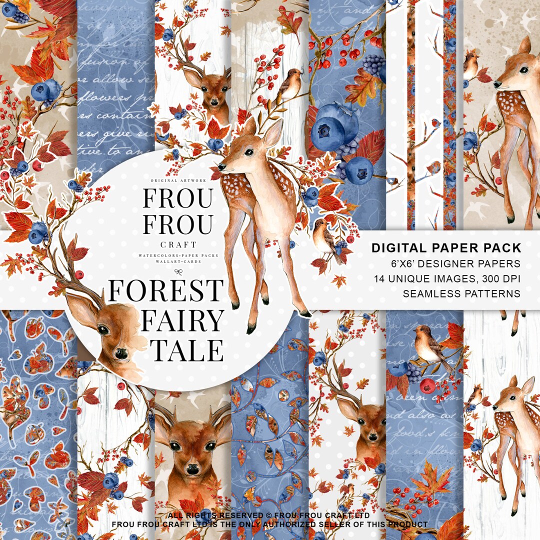 Fall Scrapbook Paper Deer Christmas Paper Pack Woodland Digital ...