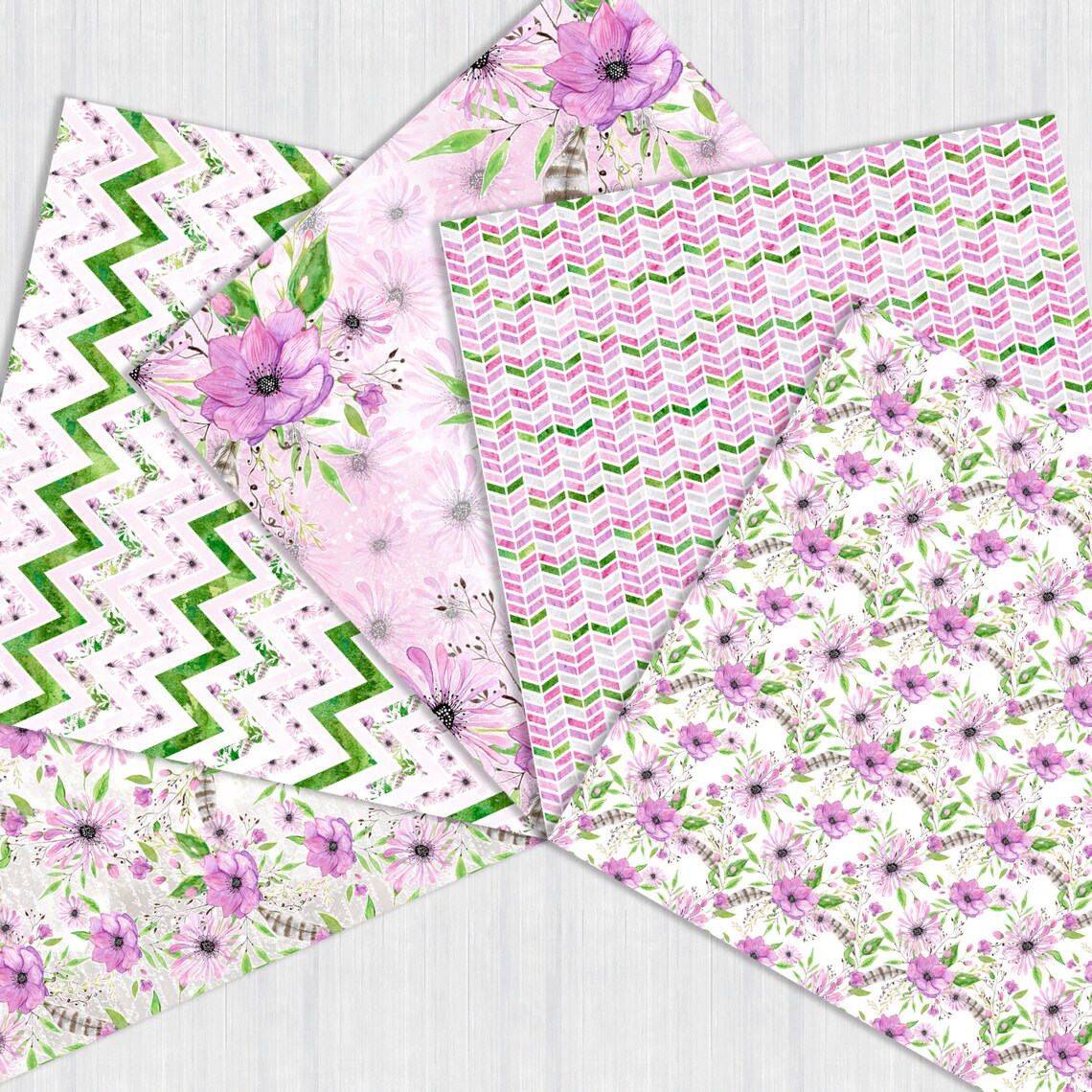 Watercolor Flowers Digital Paper Pack Seamless Pattern Purple - Etsy