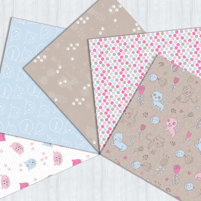 Cute Kitty Seamless Patterns Instant Download Digital Paper - Etsy