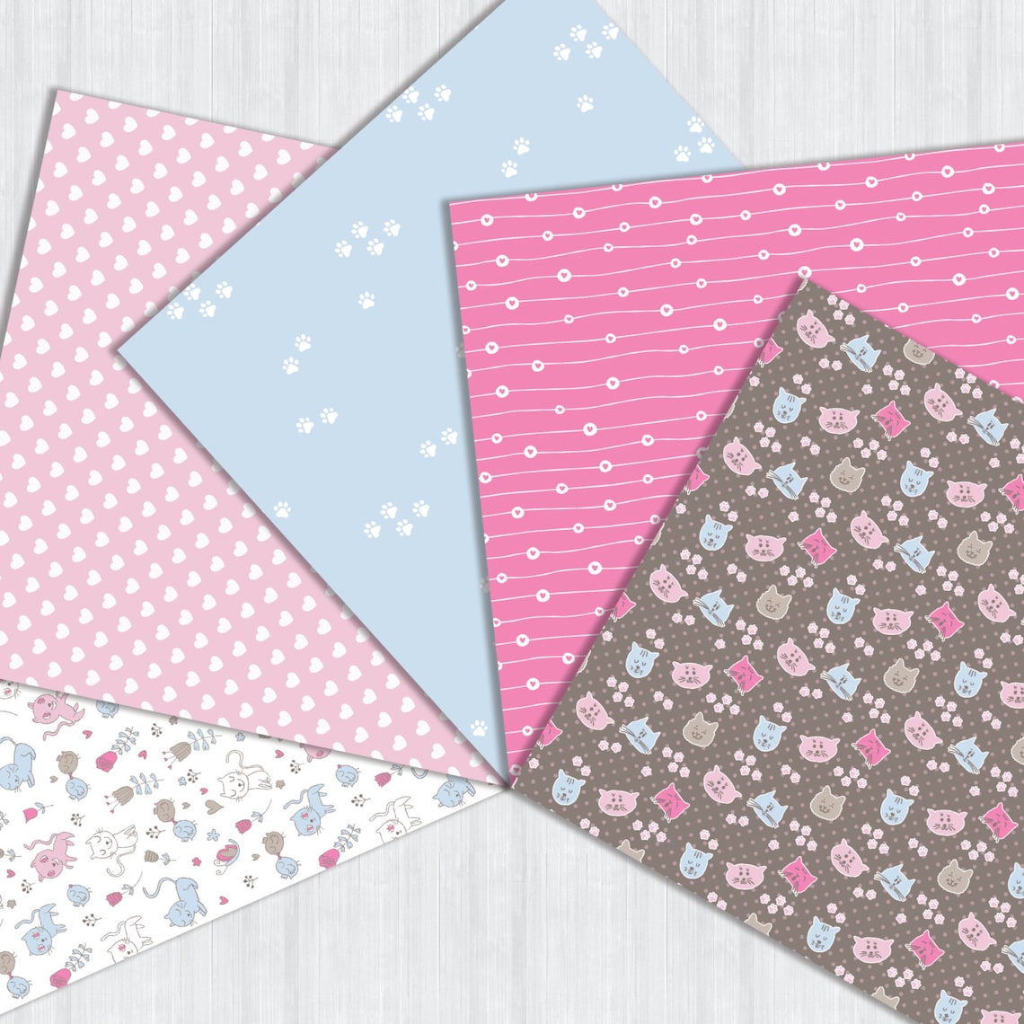 Cute Kitty Seamless Patterns Instant Download Digital Paper | Etsy