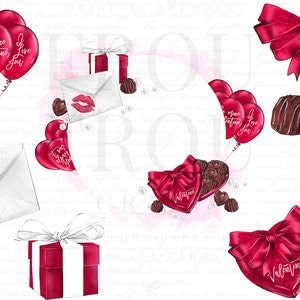 Valentines Clipart Love Clip Art Romantic Red Love Letters Chocolates ...
