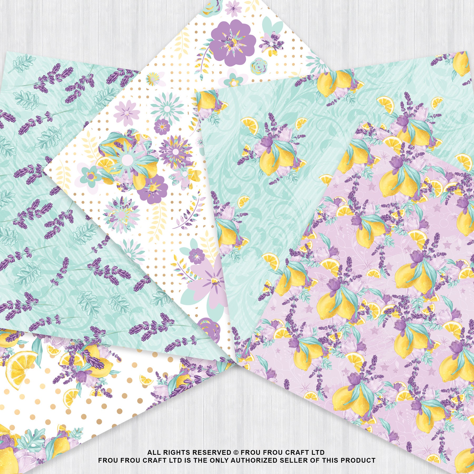 Lemons Paper Pack Lavender Paper Pack Summer Digital Paper | Etsy