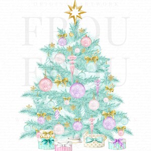 Christmas Clipart Watercolor Christmas Clip Art Pastel Xmas Mint ...