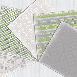 Green Digital Paper Pack Instant Download Silver Grey Vintage Green ...
