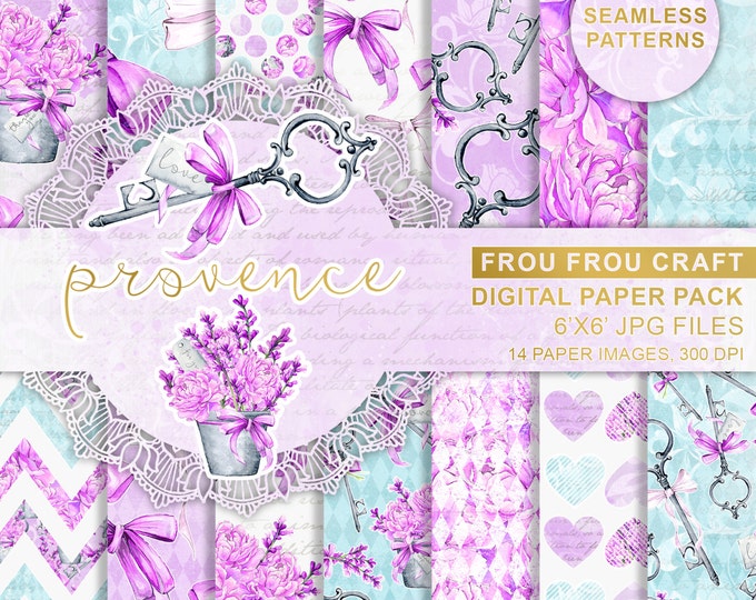 Lavender Digital Paper Pack Provencce Seamless Patterns - Etsy