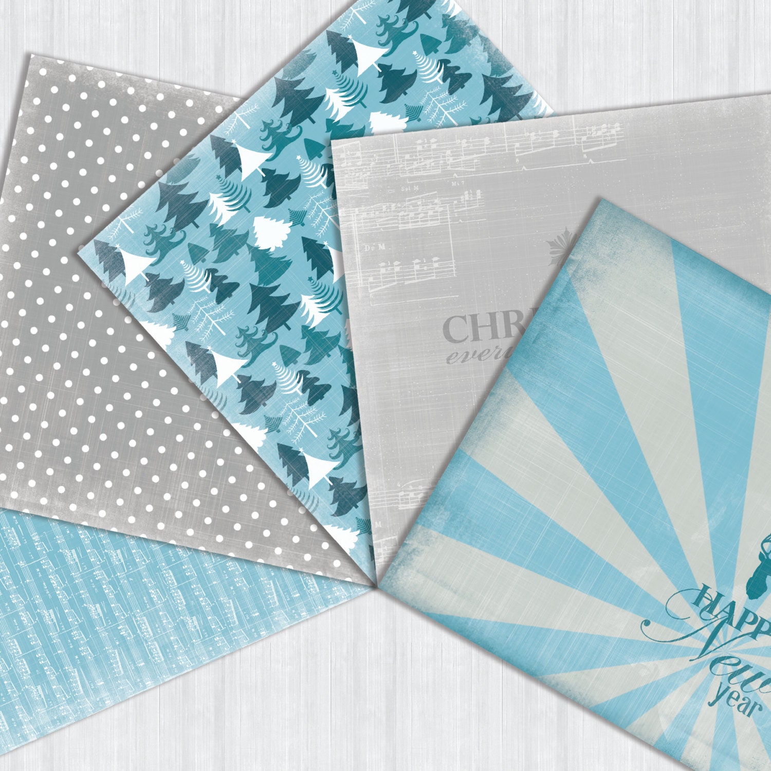Blue Christmas Digital Paper Pack Instant Download Grey Beige - Etsy