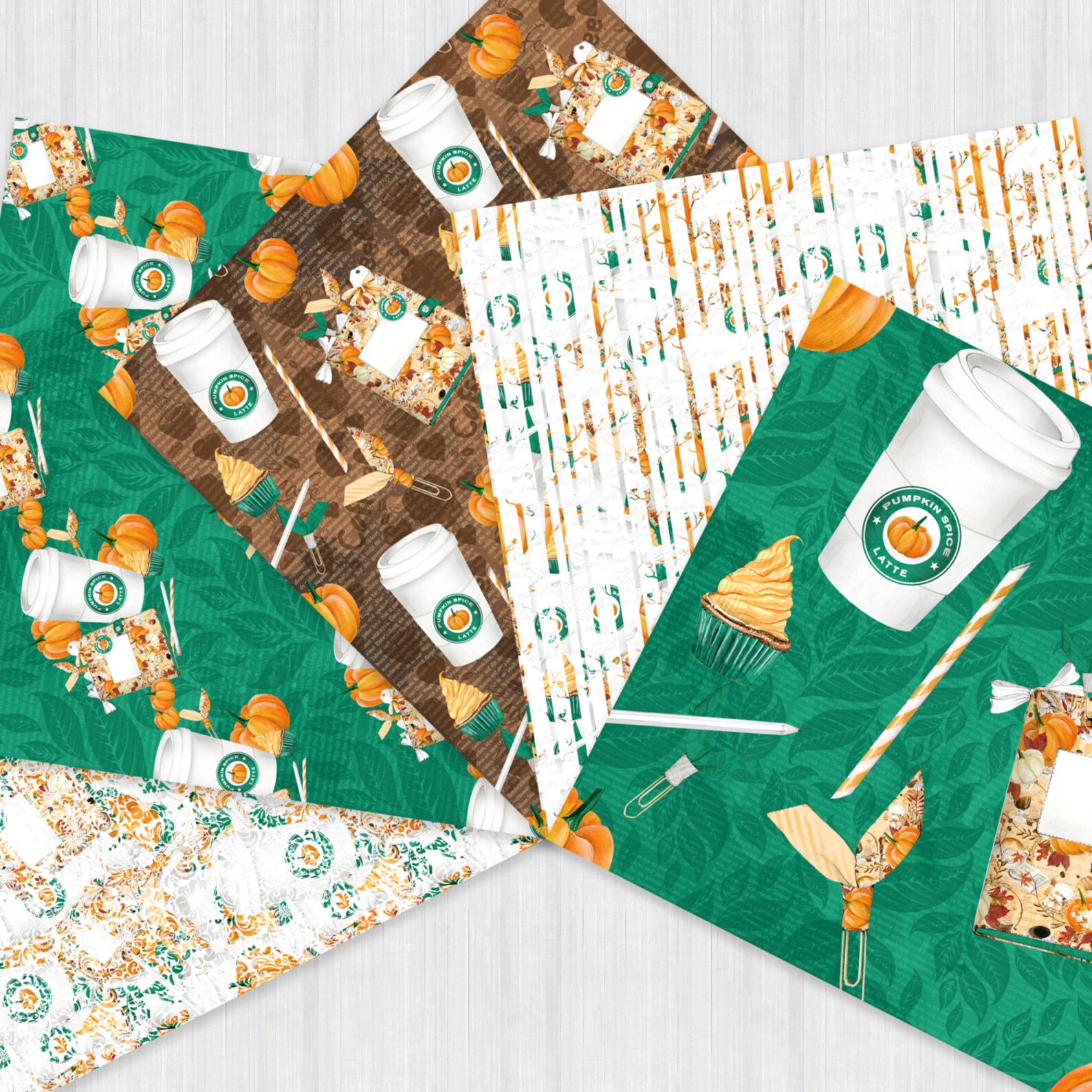 Coffee Paper Pack Pumpkin Digital Backgrounds Pumpkin Spice Latte ...