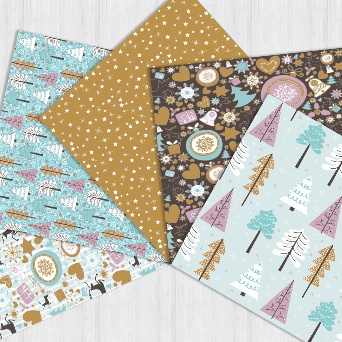 Cute Christmas Digital Paper Pack Winter Seamless Pattern | Etsy