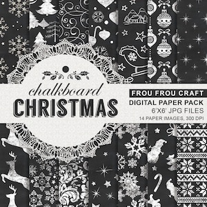 Chalkboard Christmas Digital Paper Pack Instant Download Blackboard ...