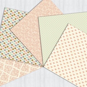 Rose Gold Digital Paper Pack Instant Download Romantic Hearts Love Sage ...