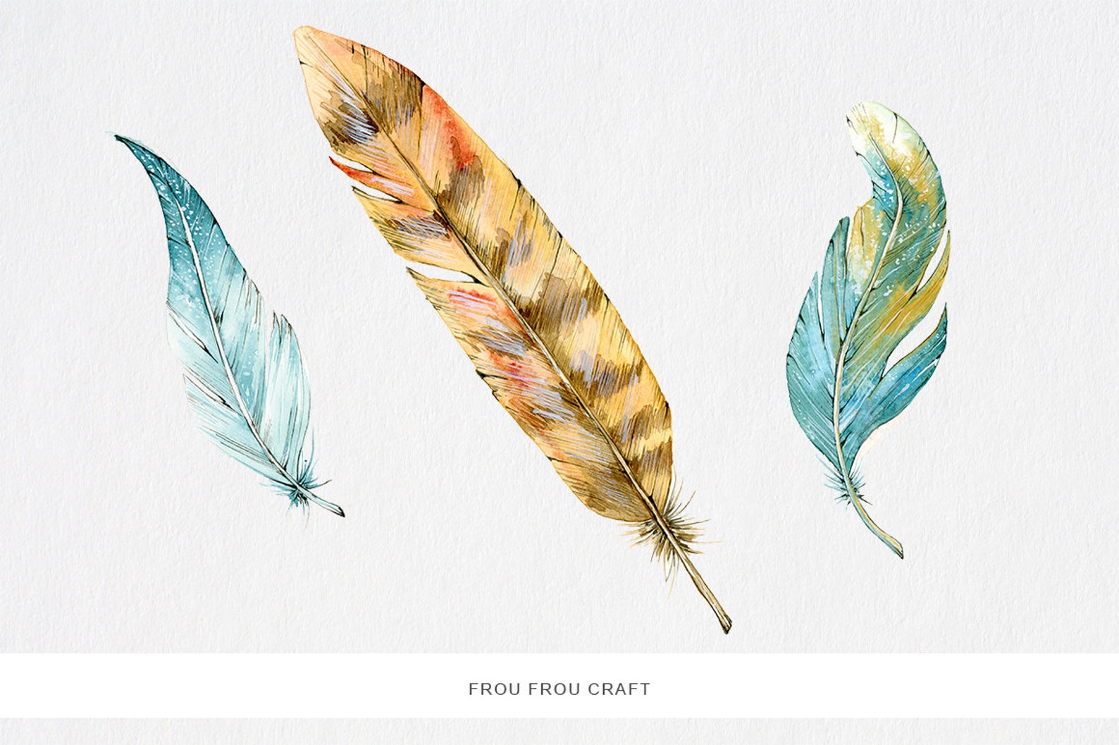 Tribal Feathers Clip Art Bird Feathers Watercolor Sticker - Etsy