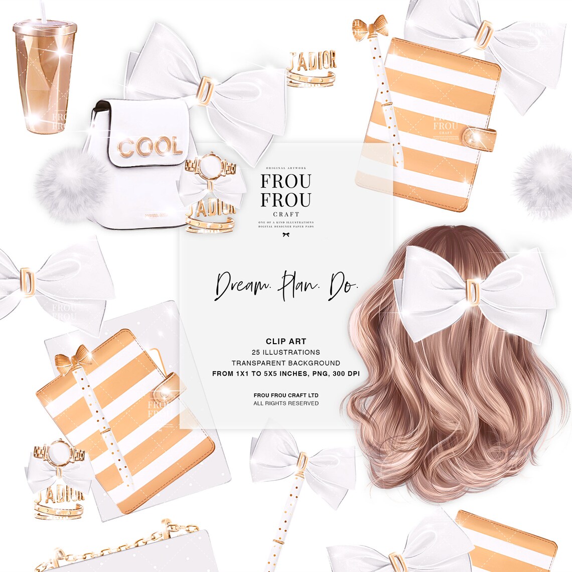 Planner Clipart Planner Girl Gold Planner Accessories Girly - Etsy