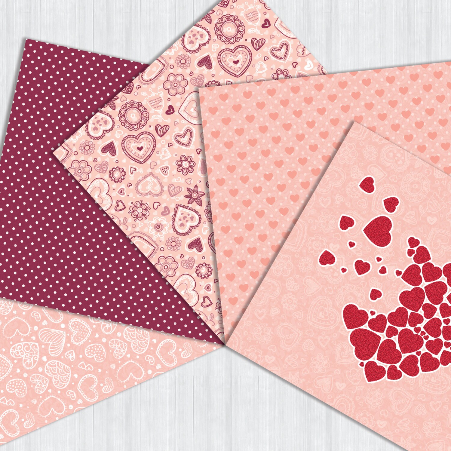 Hearts Valentine Love Digital Paper Love Valentine Printable - Etsy