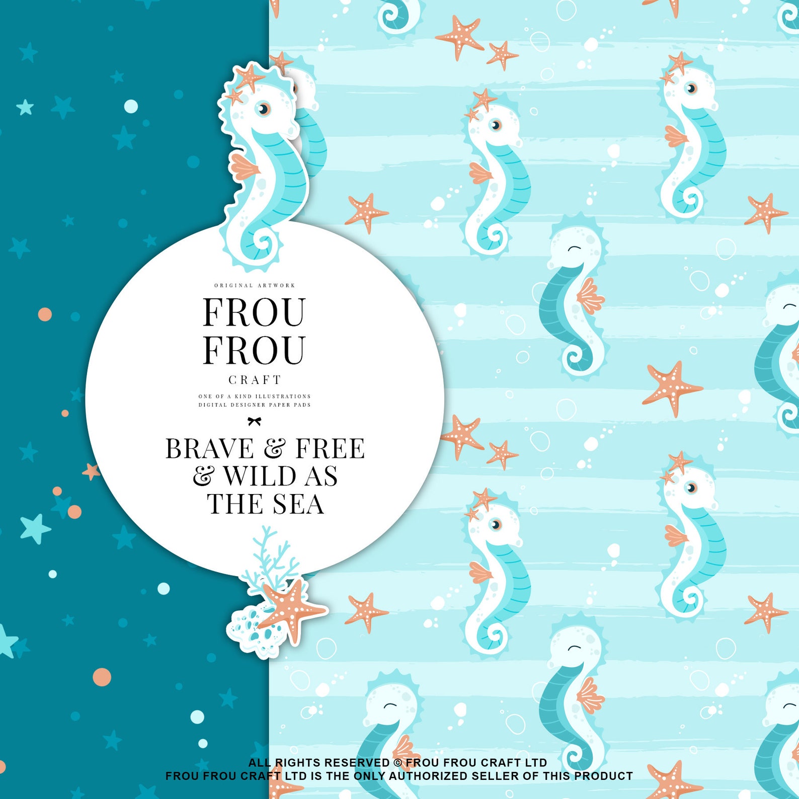 Sea Digital Paper Pack, Cute Underwater Paper Pack, Nursery Pastel ...