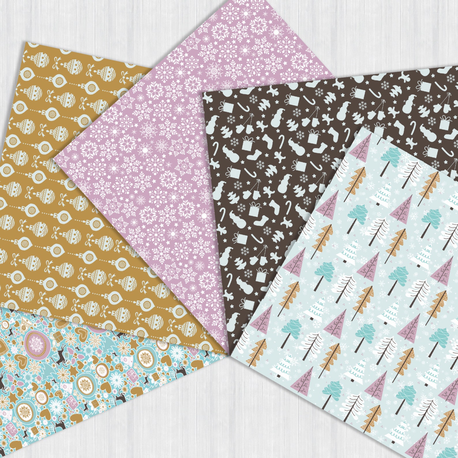 Cute Christmas Digital Paper Pack Winter Seamless Pattern - Etsy