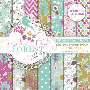 Enchanted Forest Printable Background Paper, Baby Digital Paper ...
