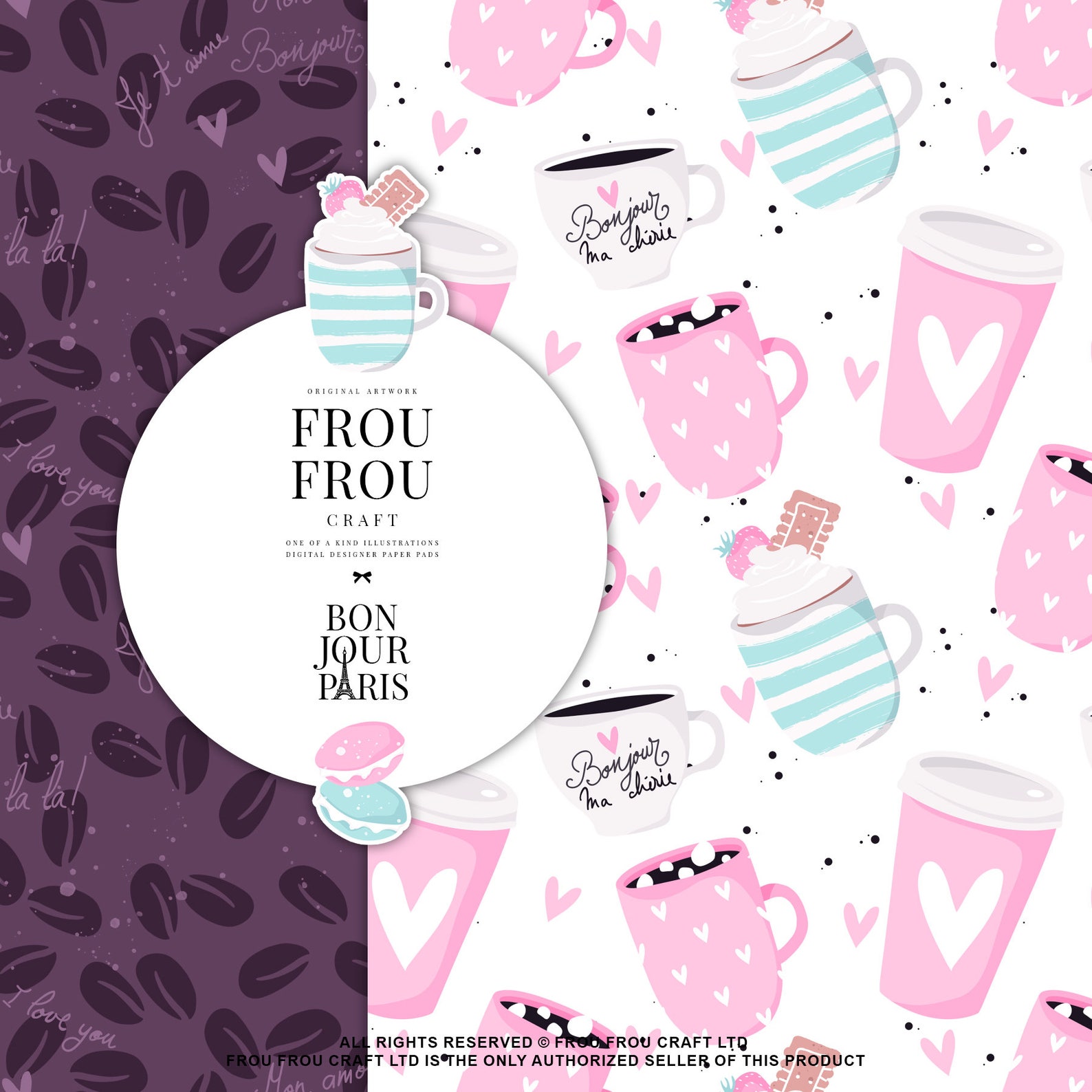 Paris Paper Pack Coffee Digital Paper Pack Eiffel Tower - Etsy