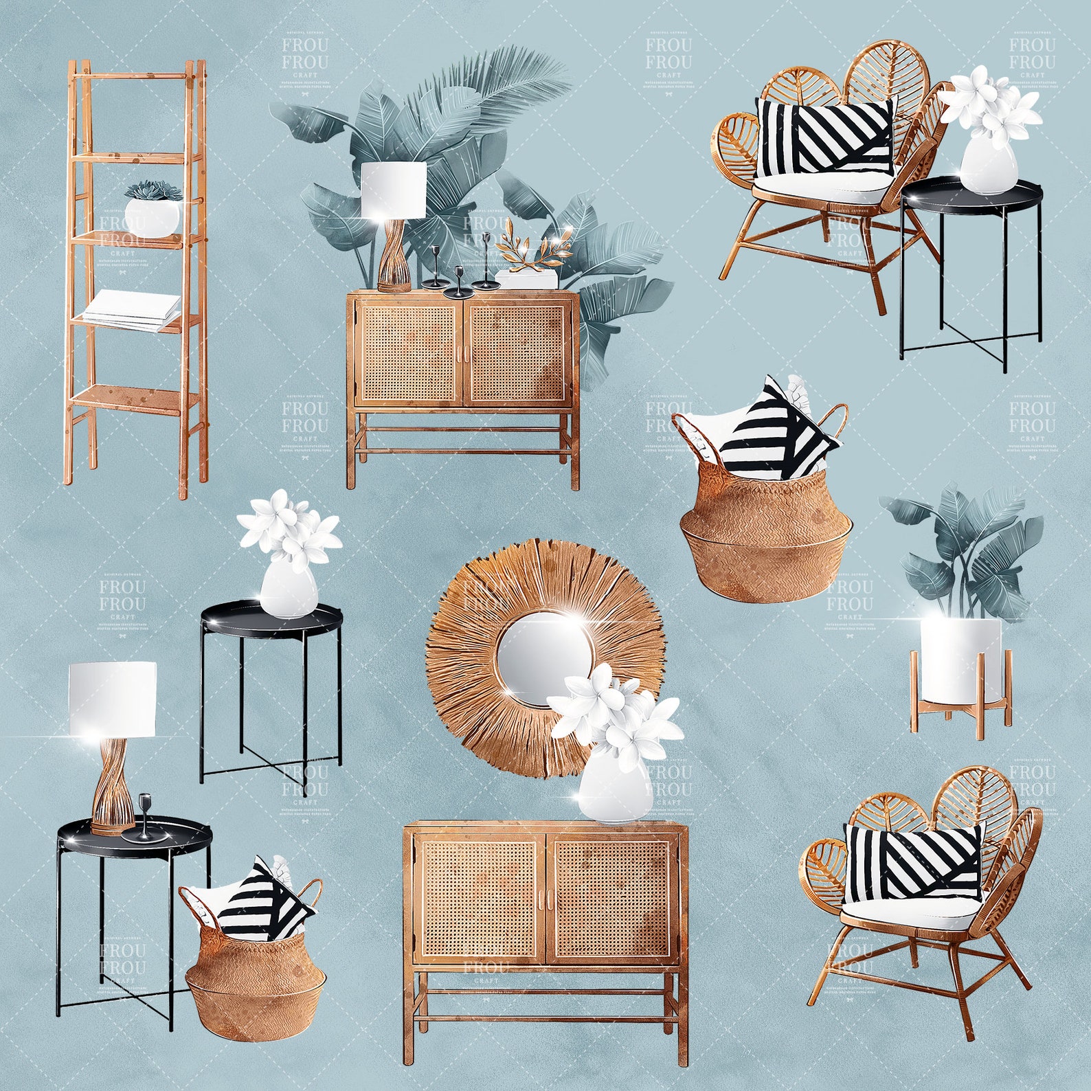 Boho Clipart Modern Boho Chic Clip Art Summer Holiday - Etsy