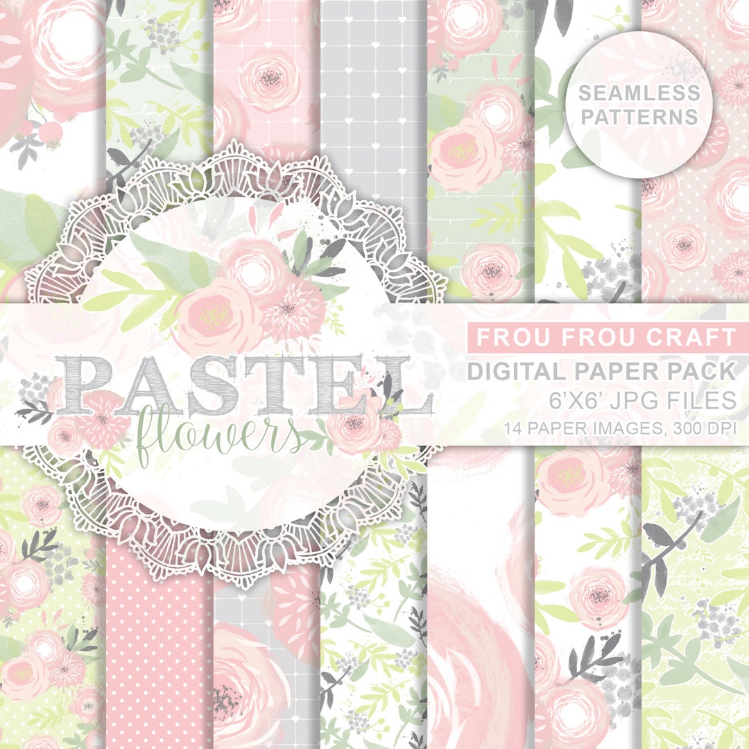 Pastel Flowers Digital Paper Pack Seamless Patterns Instant Download ...