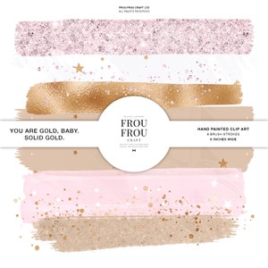 Pink Gold Brush Strokes, Pastel Color Palette, Glitter Clip Art, Fall ...
