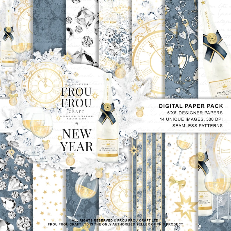 Party Paper Pack New Year Scrapbook Papers Watercolor Winter - Etsy