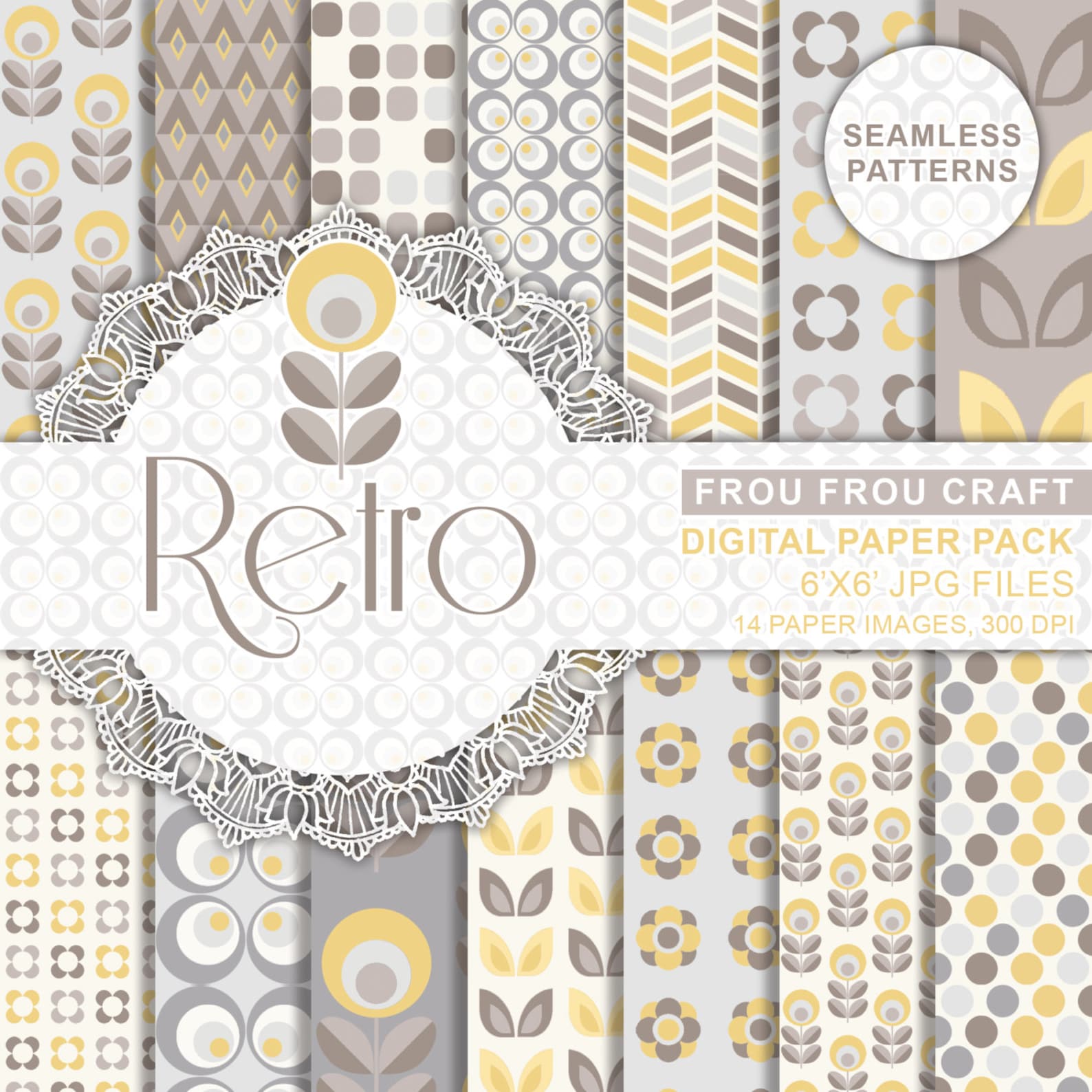 Retro Seamless Patterns Instant Download Digital Paper Pack - Etsy